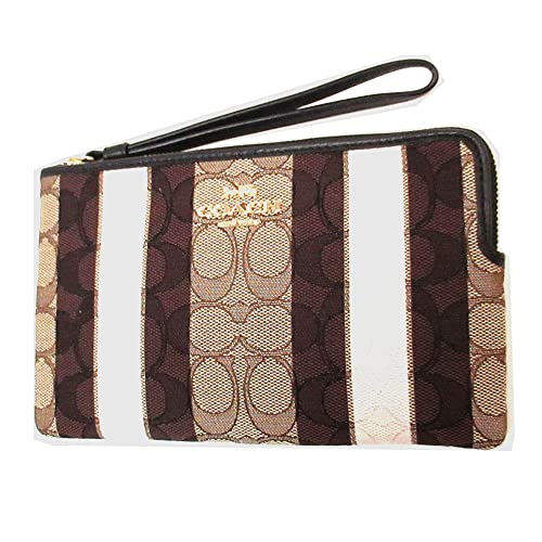 COACH Womens Large Corner Zip Wristlet In Signature Canvas (IM/Khaki Black Multi)