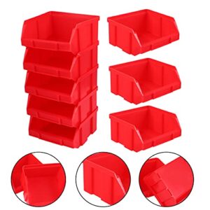 NUOBESTY 10Pcs Stackable Garage Storage Bins Stacking Containers Plastic Storage Bin Package Storage Box Plastic Box Storage Container (Red)