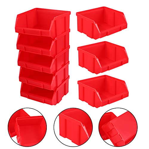 NUOBESTY 10Pcs Stackable Garage Storage Bins Stacking Containers Plastic Storage Bin Package Storage Box Plastic Box Storage Container (Red)