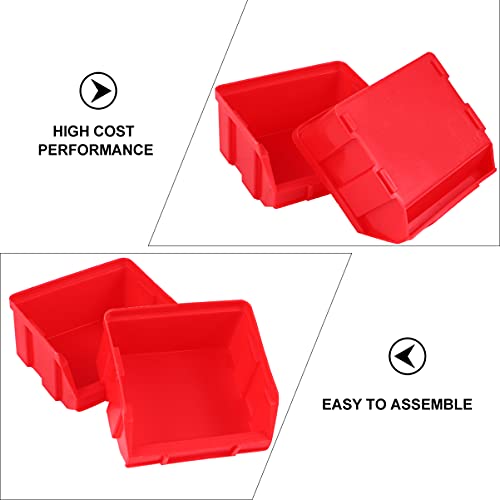 NUOBESTY 10Pcs Stackable Garage Storage Bins Stacking Containers Plastic Storage Bin Package Storage Box Plastic Box Storage Container (Red)