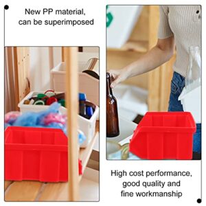 NUOBESTY 10Pcs Stackable Garage Storage Bins Stacking Containers Plastic Storage Bin Package Storage Box Plastic Box Storage Container (Red)