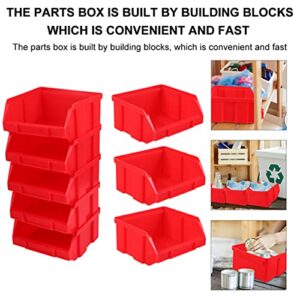 NUOBESTY 10Pcs Stackable Garage Storage Bins Stacking Containers Plastic Storage Bin Package Storage Box Plastic Box Storage Container (Red)