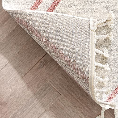 Well Woven Kennedy Reeve Modern Chevron Pattern Pink Ivory 5'3" x 7'3" Area Rug