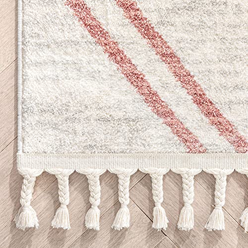 Well Woven Kennedy Reeve Modern Chevron Pattern Pink Ivory 5'3" x 7'3" Area Rug