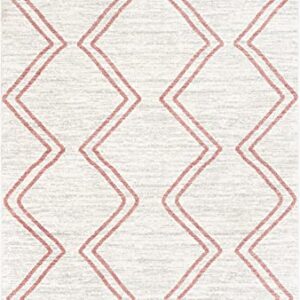 Well Woven Kennedy Reeve Modern Chevron Pattern Pink Ivory 5'3" x 7'3" Area Rug