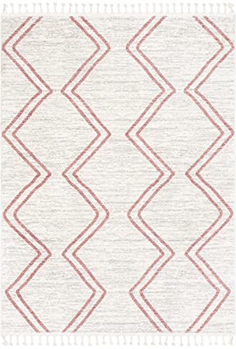 Well Woven Kennedy Reeve Modern Chevron Pattern Pink Ivory 5'3" x 7'3" Area Rug