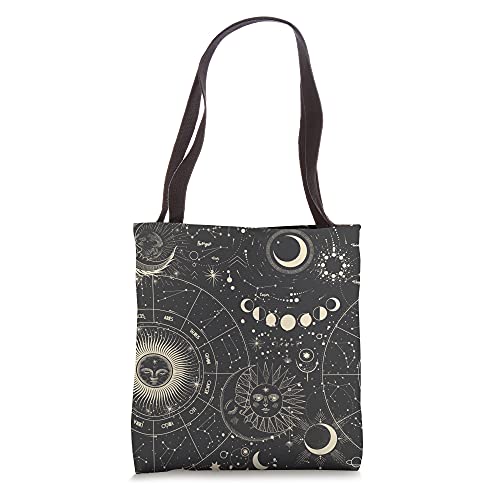 Boho Celestial Goth Witchy Tarot Astrology Wicca Pagan Space Tote Bag