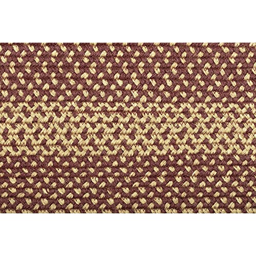 VHC Brands Burgundy Tan Jute Rug Half Circle Stencil Stars w/Pad 16.5x33