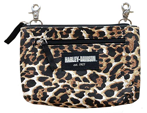 Harley-Davidson Women's Leopard Print Cotton Canvas Hip Bag w/Strap - Brown