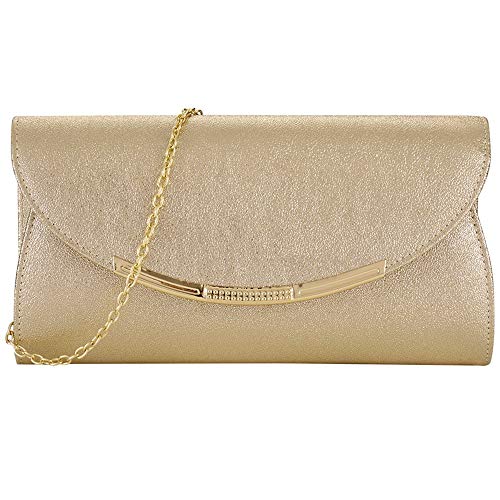 BENCOMOM Women gold clutch Purses Formal Evening Bags Wedding Party Dressy Handbags Bridal Prom shoulder bag with chain