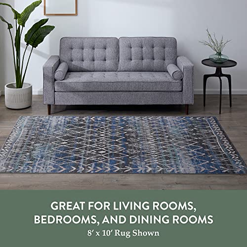 Edenbrook Area Rugs for Living Room -Gray and Blue Rug for Bedroom-Low Pile Perfect for High Traffic Areas, 5x8