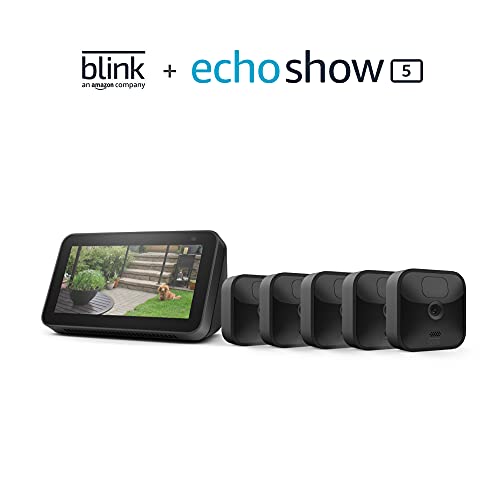 Blink Outdoor (3rd Gen) - 5 camera system bundle with Echo Show 5 (2nd Gen)