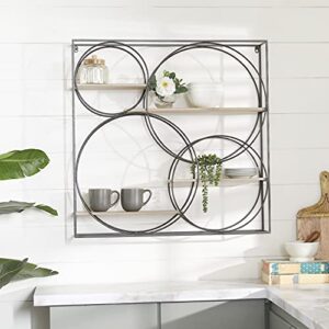 deco 79 metal geometric wall shelf, 32″ x 7″ x 32″, gray