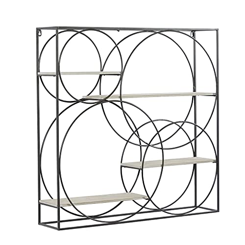 Deco 79 Metal Geometric Wall Shelf, 32" x 7" x 32", Gray