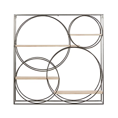 Deco 79 Metal Geometric Wall Shelf, 32" x 7" x 32", Gray