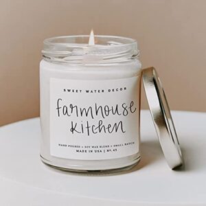 Sweet Water Decor Farmhouse Kitchen Candle | Apple, Maple, Bourbon, Vanilla, Fall Scented Soy Candles for Home | 9oz Clear Jar, 40 Hour Burn Time, Made in the USA