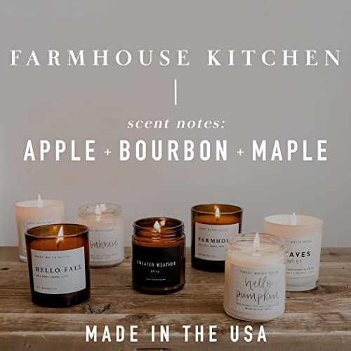 Sweet Water Decor Farmhouse Kitchen Candle | Apple, Maple, Bourbon, Vanilla, Fall Scented Soy Candles for Home | 9oz Clear Jar, 40 Hour Burn Time, Made in the USA