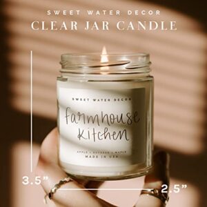 Sweet Water Decor Farmhouse Kitchen Candle | Apple, Maple, Bourbon, Vanilla, Fall Scented Soy Candles for Home | 9oz Clear Jar, 40 Hour Burn Time, Made in the USA