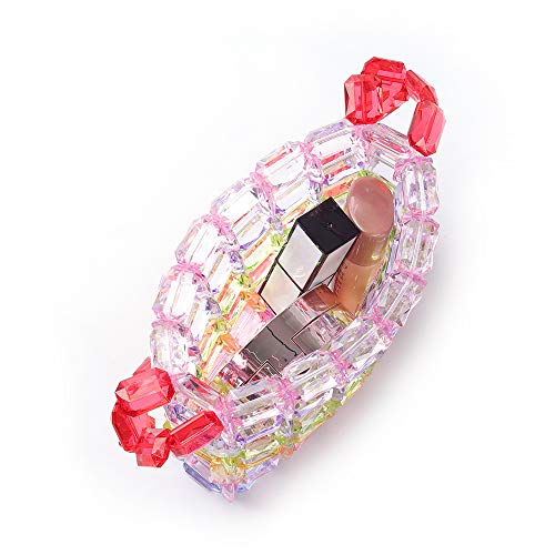 YUSHINY Women Hollow Evening Candy Rainbow Bag Handmade Acrylic Beaded Purse with DustBag