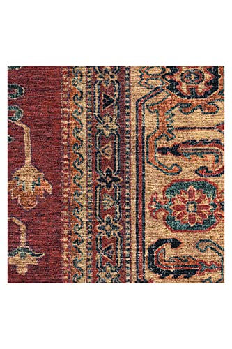 RUGGABLE Cambria Washable Rug - Perfect Vintage Area Rug for Living Room Bedroom Kitchen - Pet & Child Friendly - Stain & Water Resistant - Ruby 3'x5' (Standard Pad)