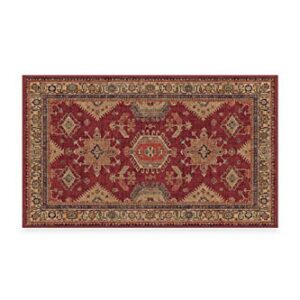 RUGGABLE Cambria Washable Rug - Perfect Vintage Area Rug for Living Room Bedroom Kitchen - Pet & Child Friendly - Stain & Water Resistant - Ruby 3'x5' (Standard Pad)