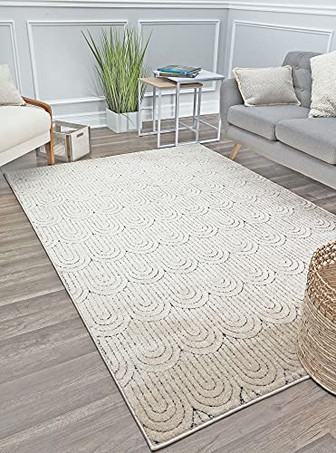 CosmoLiving by Cosmopolitan Chanai CN40A Sandstone Geometric Contemporary Area Rug, 6'0"x9'0"