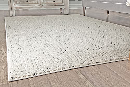 CosmoLiving by Cosmopolitan Chanai CN40A Sandstone Geometric Contemporary Area Rug, 6'0"x9'0"