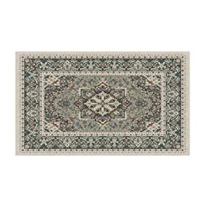 RUGGABLE Hendesi Heriz Washable Rug - Perfect Vintage Area Rug for Living Room Bedroom Kitchen - Pet & Child Friendly - Stain & Water Resistant - Sage 3'x5' (Standard Pad)