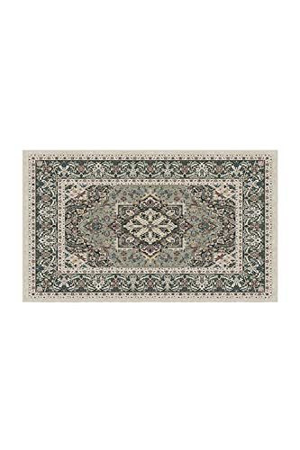 RUGGABLE Hendesi Heriz Washable Rug - Perfect Vintage Area Rug for Living Room Bedroom Kitchen - Pet & Child Friendly - Stain & Water Resistant - Sage 3'x5' (Standard Pad)