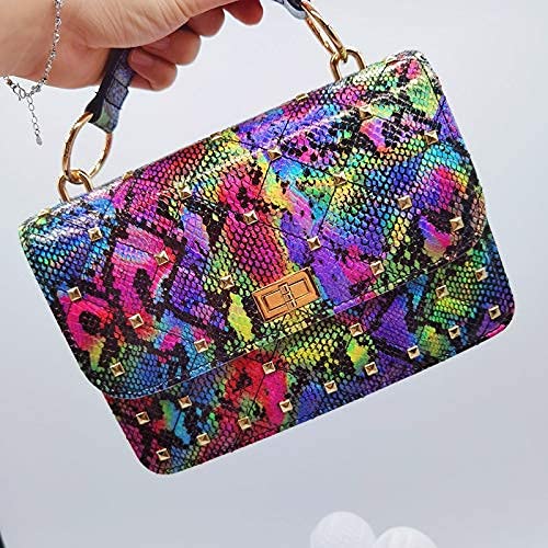 N++A Small Crossbody Bag Snake Print Purse with Chain Strap for Women, Fashion Circle Snakeskin Cellphone Round Purse (C Snake Print)