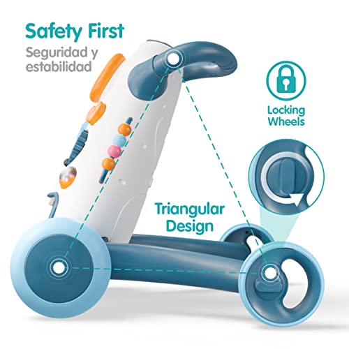 KÜB Interactive Baby Push Walker | Aquamarine | Locking Wheels | Safe & Stable Design | Activity Walker | Baby Walker Toy | Toddler Push Toy | Learning Walker Toy | Infant Toys