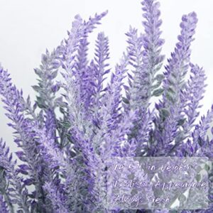 12 Bundles Fake Flowers Artificial Lavender Faux Plastic Purple Flowers for Home Wedding Kitchen Garden Patio Window Box Office Table Centerpieces Indoor Outdoor Decor (Gray Purple)