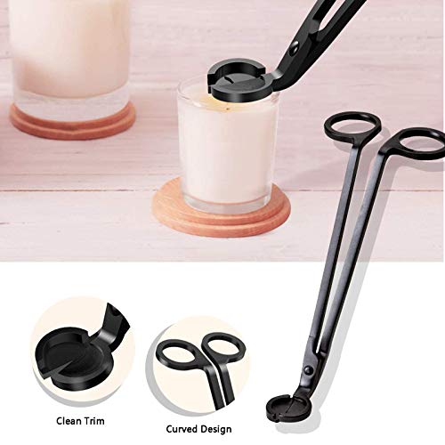 Olamtai 2 PCS Candle Wick Trimmer, Candle Wick Cutter, Candle Cutter Stainless, Wick Clipper Scissor Candle Tool for You to Safely Remove The Cut Wick, controllable The Candle Cleaner Burning (Black)