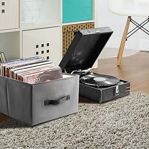 HNbeyond Foldable Linen Cube Storage Bin with Lids and Handles for Clothes CD Toys-Storage Baskets for Shelves-Closet Organizers and Storage, Grey (Small:15.16''L9.84''W7.09''H)