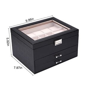 Jewelry Organizer, Watch Box with Jewelry Storage Box Jewelry Cases Storage and Organize 4 Layer Jewelry Box Watch Storage Case/black