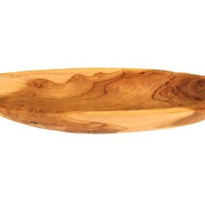 ANDALUCA Hand Carved Teak Wood Canoe Bowl for Potpourri, Entryway, Tabletops, Kitchen, Fruit, Keys & Decorating (26" length)