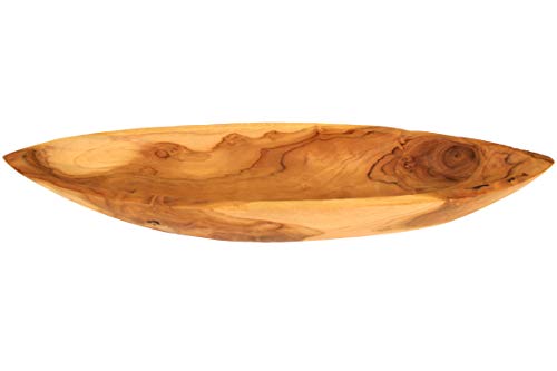 ANDALUCA Hand Carved Teak Wood Canoe Bowl for Potpourri, Entryway, Tabletops, Kitchen, Fruit, Keys & Decorating (26" length)