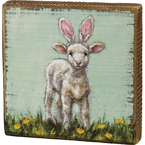 Primitives by Kathy Lamb Bunny Ears Home Décor Sign 5" x 5" x 1"