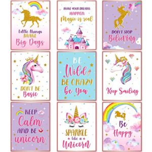 zonon 9 pieces unicorn bedroom decor for girl, unicorn wall art prints unicorn posters for teen girls room unframed unicorn wall decor for girls kids teen room decoration