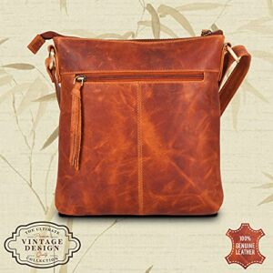 VALENCHI Genuine Leather Crossbody Bag with front Metal Zipper Pockets and long handle - Handmade