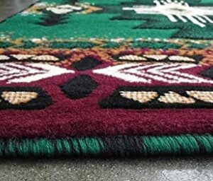 Champion Rugs Southwest Native American Navajo Aztec Indian Green Carpet Area Rug (2 Feet X 7 Feet Runner)