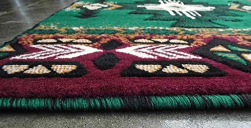 Champion Rugs Southwest Native American Navajo Aztec Indian Green Carpet Area Rug (2 Feet X 7 Feet Runner)