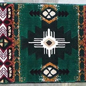 Champion Rugs Southwest Native American Navajo Aztec Indian Green Carpet Area Rug (2 Feet X 7 Feet Runner)