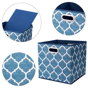 i BKGOO Cloth Storage Bins Set of 4 Thick Fabric Drawers Foldable Cubes Basket Organizer Container with Dual Metal Handles for Shelf Cabinet Bookcase Boxes Navy-Blue 13x13x13 inch