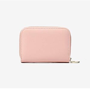 NVKIC Cute Credit Card Holders for Women Strawberry Pattern Zip-Around Faux Leather Slim Wallet for Girls Cash Coin Purse Pink Color