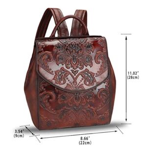 LRTO Genuine Leather Backpack Purse Vintage Casual Daypack College Bag Handmade Cowhide Western Rucksack (Coffee) Medium