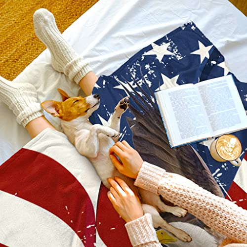 YRAQLVU US Flag Eagle Throw Blanket for Couch Patriotic American National Flag Flannel Fleece Blanket for Unisex Adult Kid, Great Gift for Veteran Friend or Family, 50x60 Inches, USA Flag, Vertical