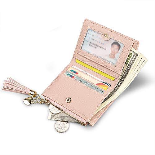 Womens Small Wallet Mini Purse Bifold Slim Card Case Holder Zipper Coin Pocket