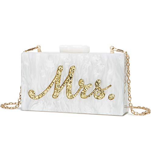 MRS Clutch Purse Women Evening Handbag Acrylic Clutch Bag for Bride Party GLD