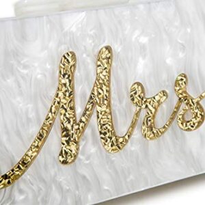 MRS Clutch Purse Women Evening Handbag Acrylic Clutch Bag for Bride Party GLD